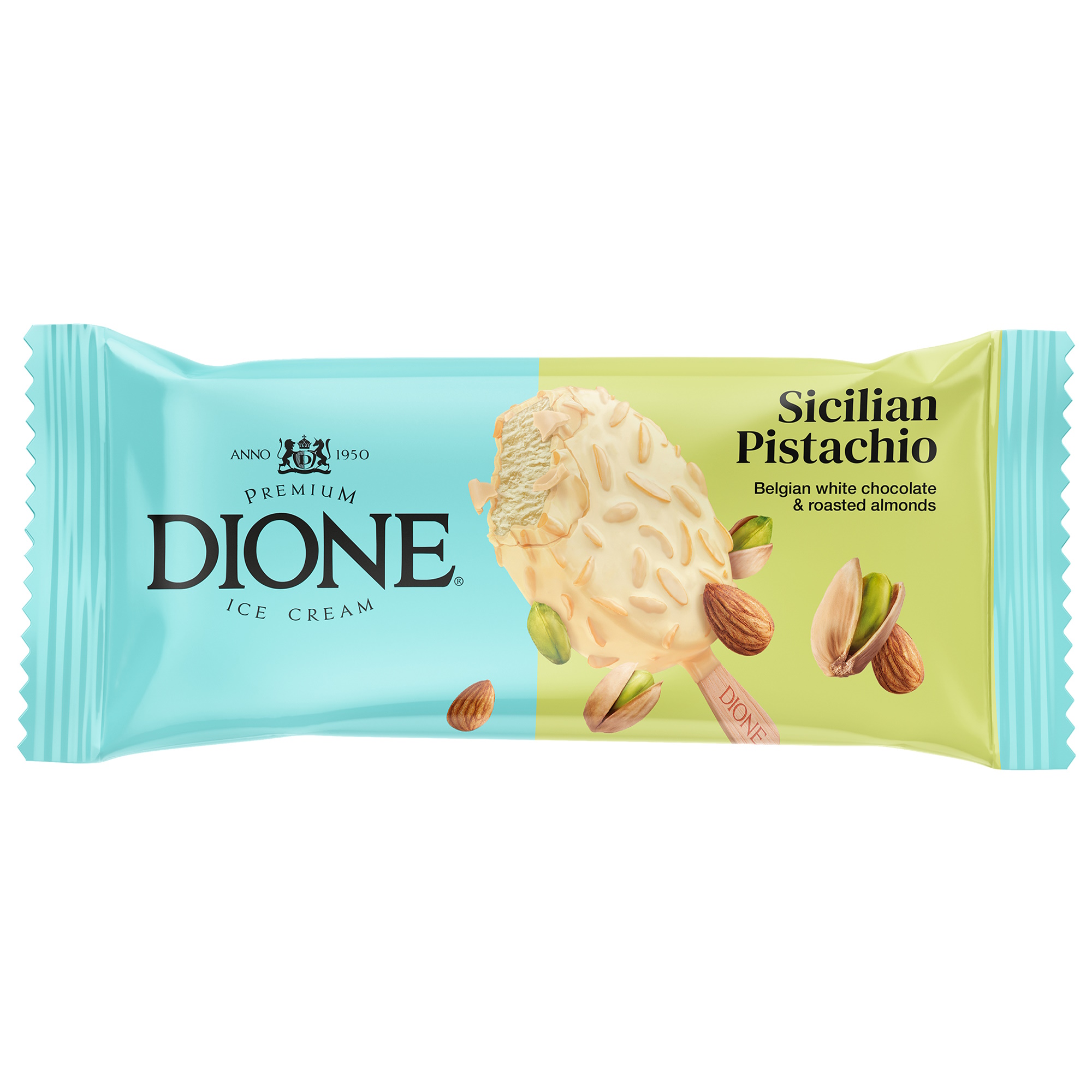 DIONE Pistaatsiajäätis valges šokolaadis pähklitükkidega 90ml NB!Toodet saab osta vaid ise järgi ...